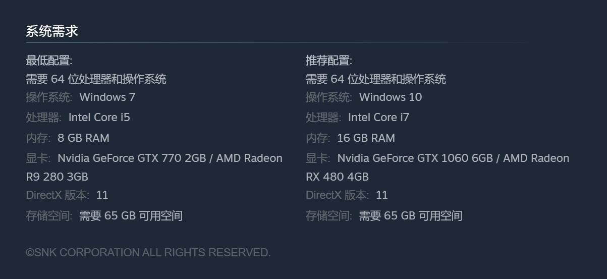The King of Fighters 15 computer configuration requirements are not ...