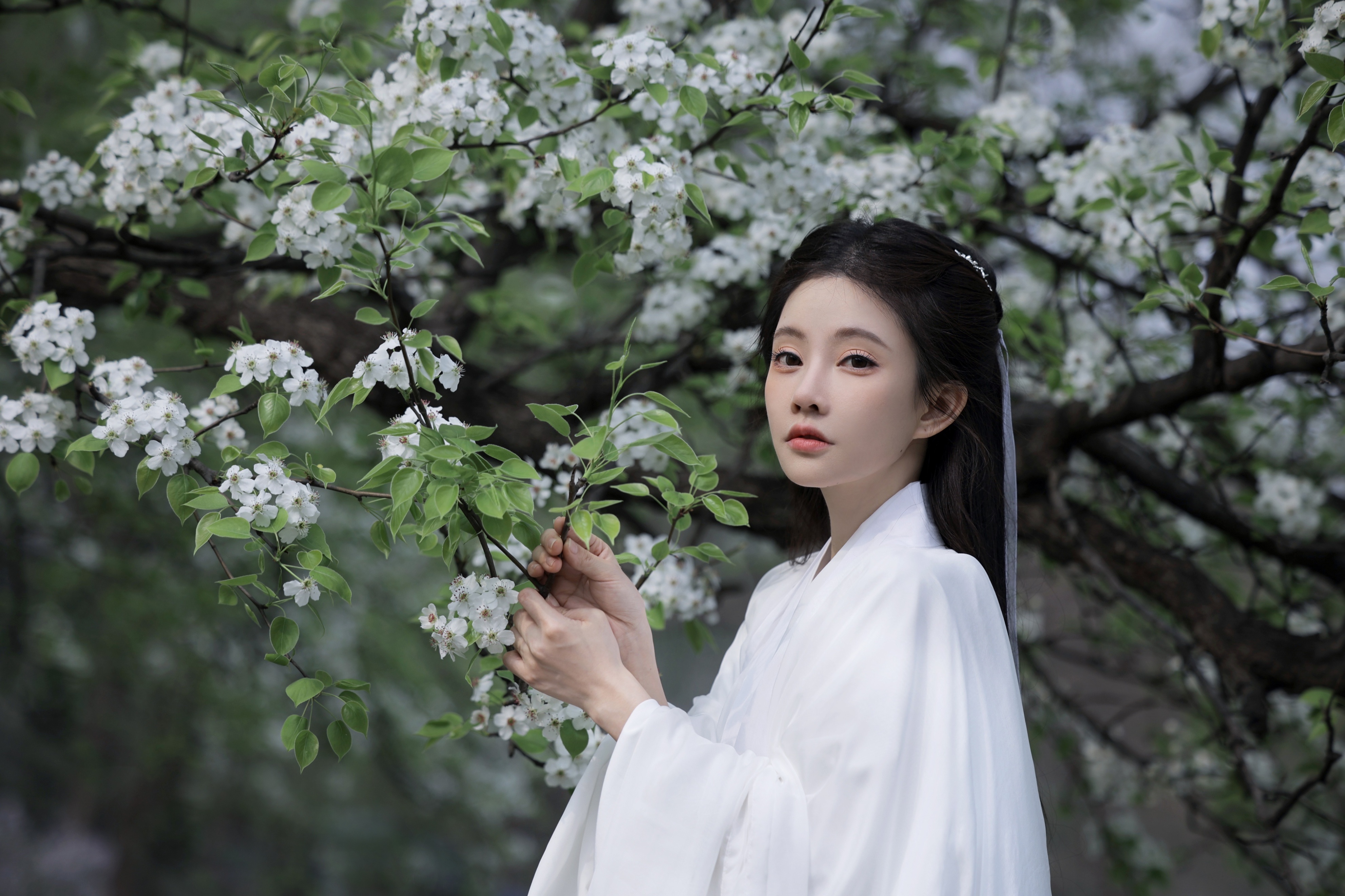 Feng Timo wears white clothes and ancient costumes, and looks like an ...