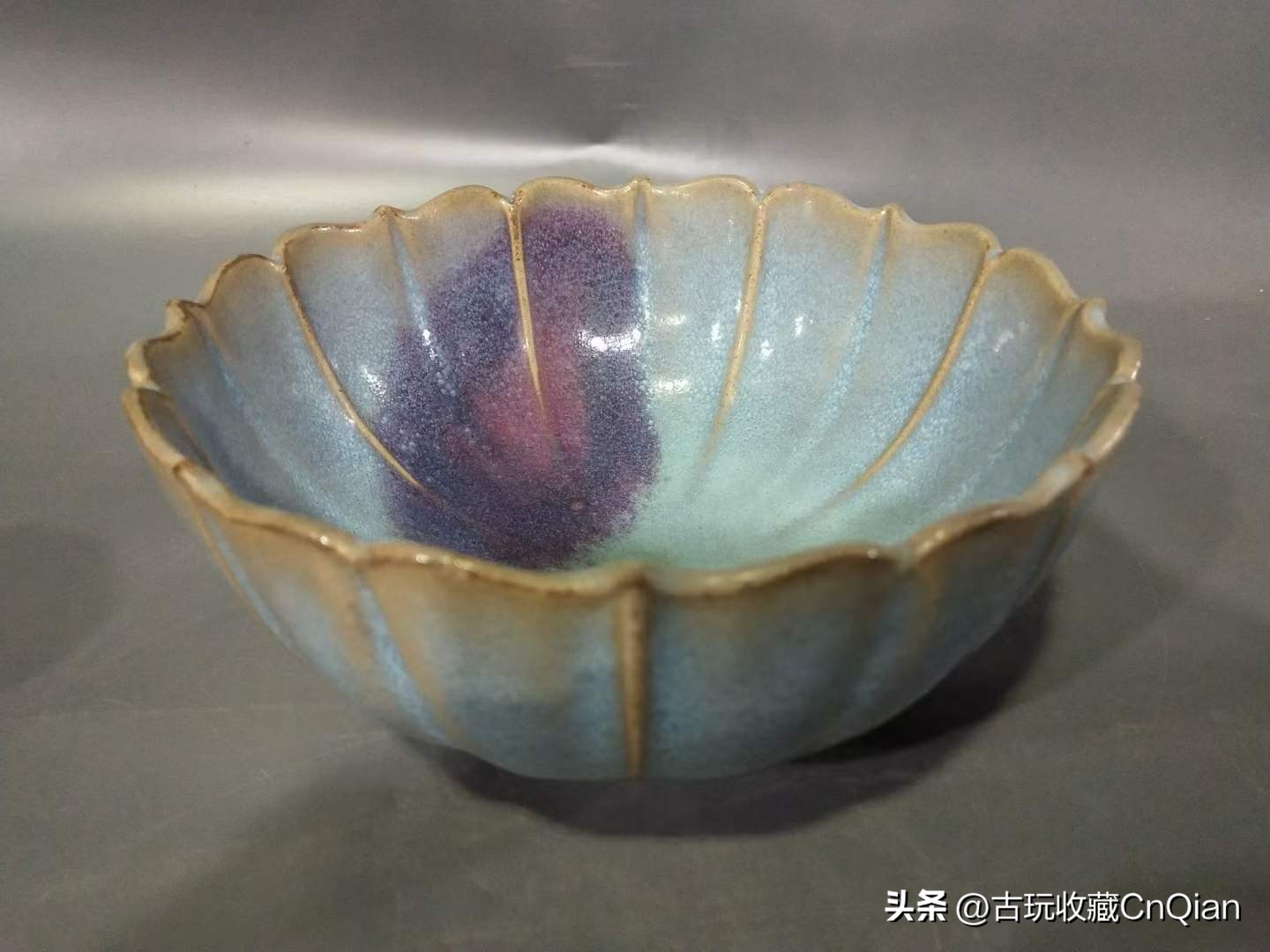 Jun kiln rose purple spot lotus petal bowl [old collection] 9cm high ...