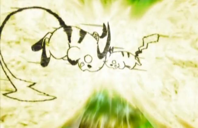 Another confrontation between Pikachu and Raichu in "Pokémon", once ...