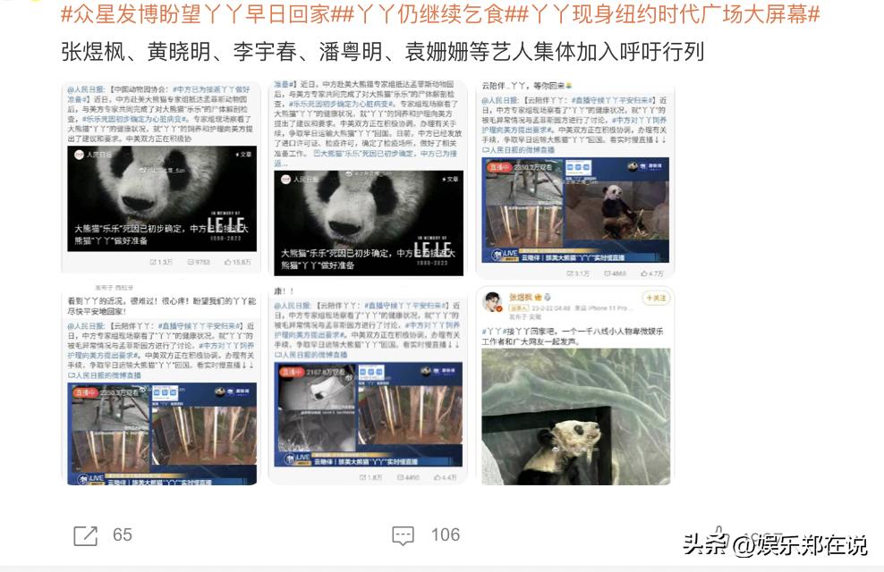When the giant panda Yaya returned to China, Chen Qiaoen posted a post ...
