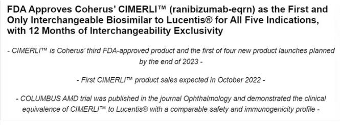 Cimerli (ranibizumab-eqrn) approved by the FDA as an interchangeable ...