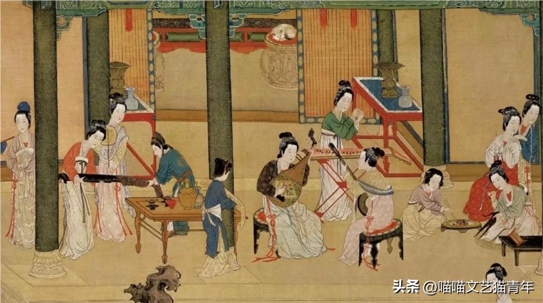 The students "enacted" "Han Palace Spring Dawn Picture", behind the ...
