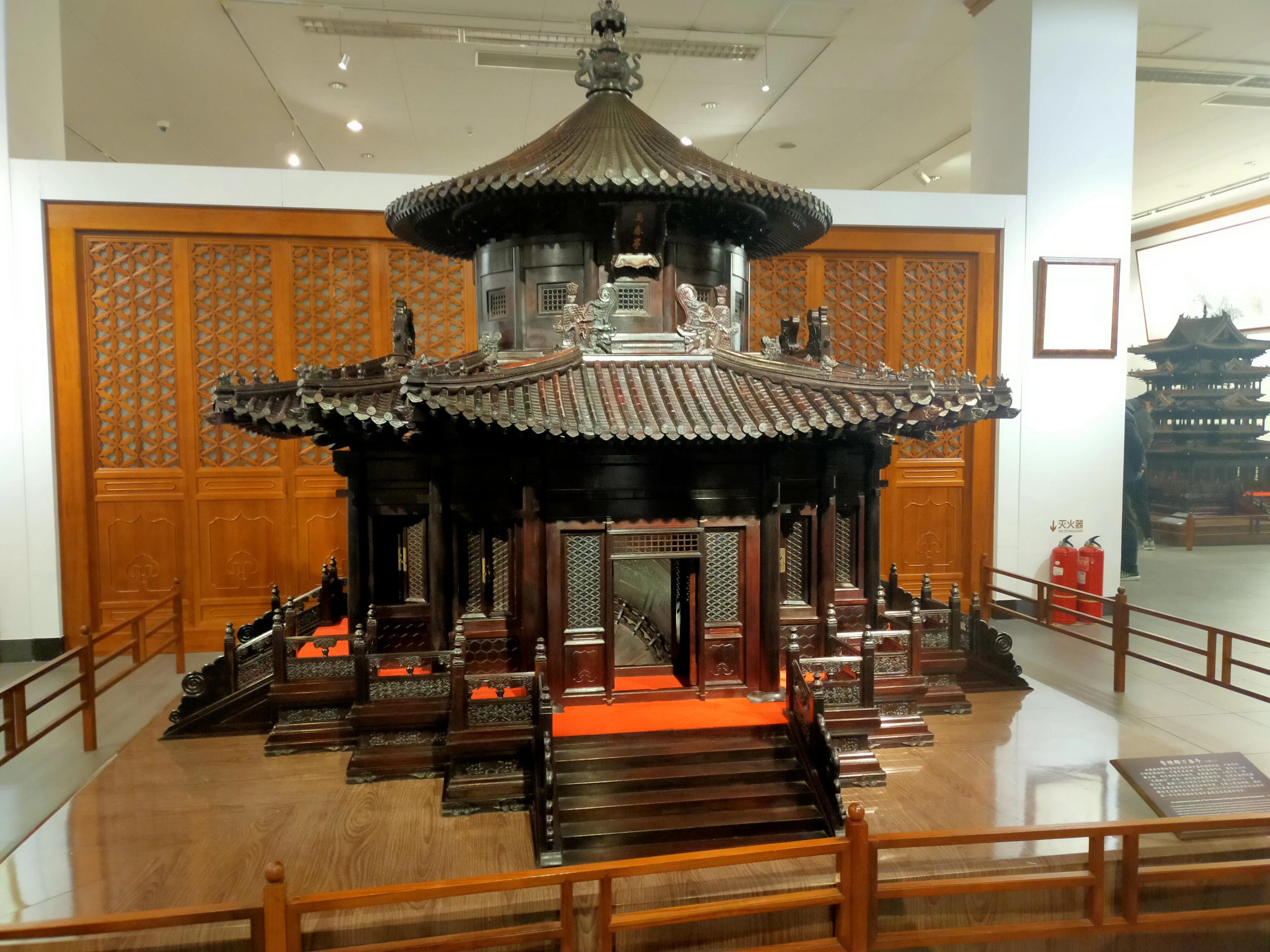 Models of three ancient pavilions, typical specimens of the delicate ...