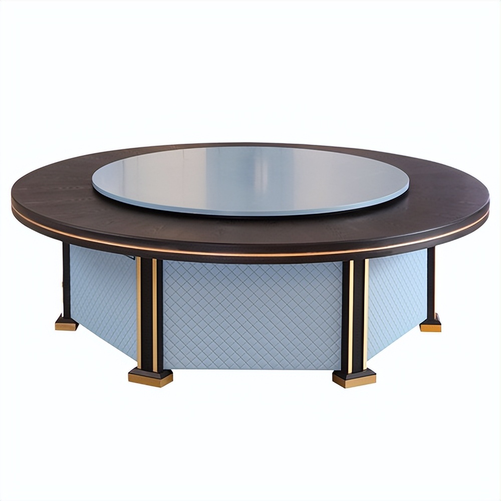 Hotel light luxury solid wood large electric turntable dining table - iNEWS