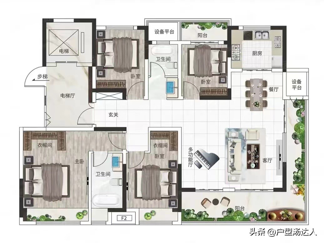 198 square meters, four bedrooms and two living rooms with an external ...