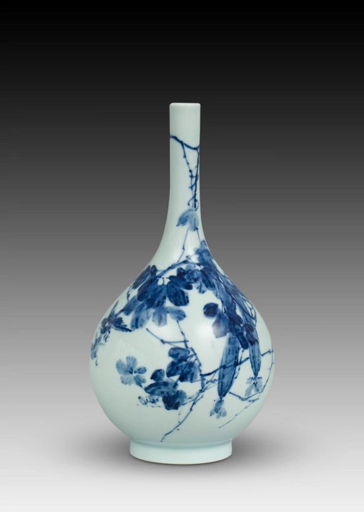 Painter Li Yan's blue and white glaze conveys the beauty of color and ...