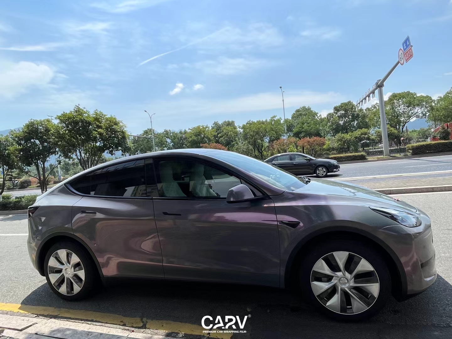 Tesla ModelY Kafu Color Change Film Platinum Star Gray Phantom, Fairy ...