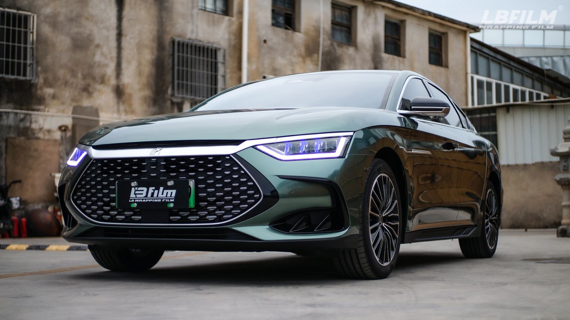 BYD Han LB color change film liquid metal Cangling green, directly ...