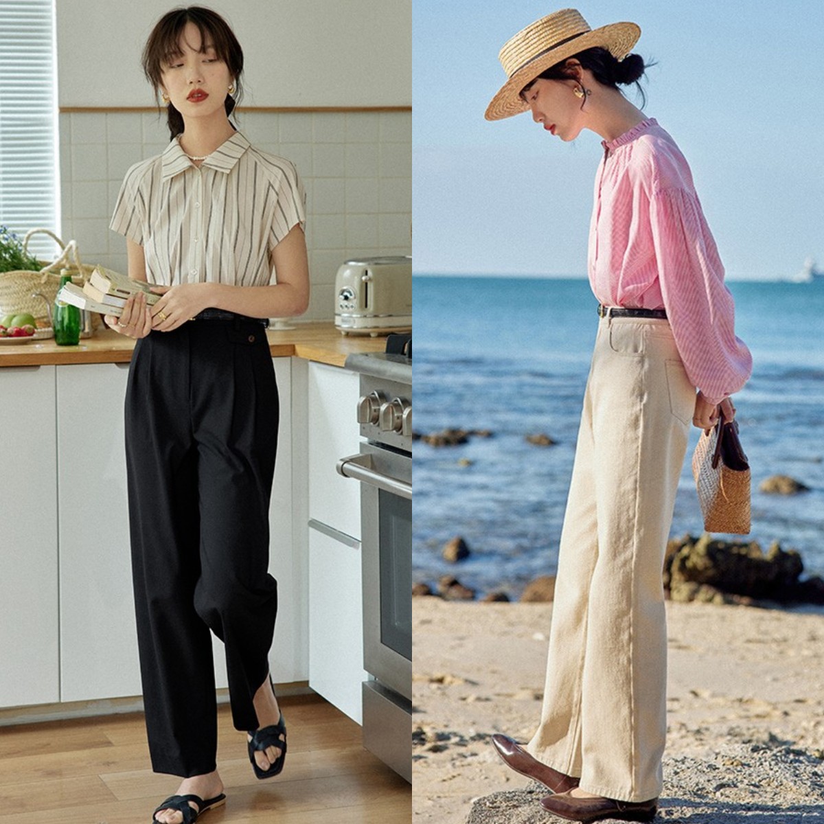 In summer, a more fashionable way to open wide-leg pants: choose the ...