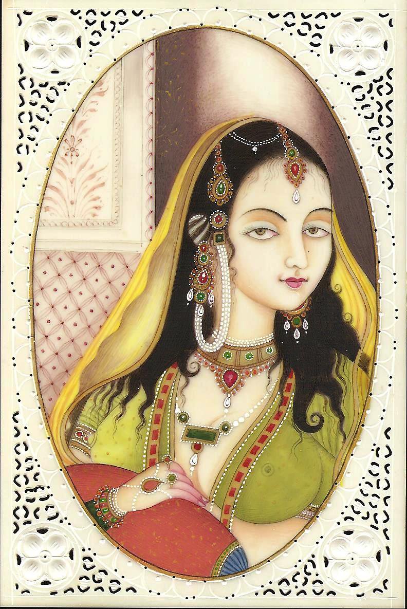 Indian court beautiful girl figure illustration online painting ...
