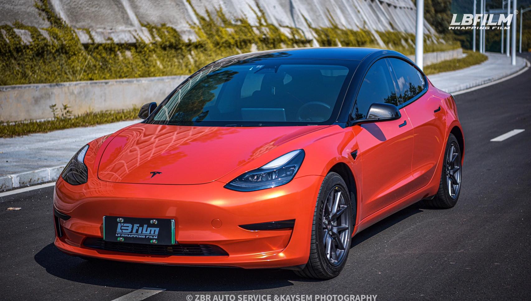 Tesla LB color change film super bright metallic orange, the sunset ...