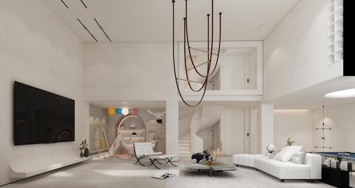 A 500㎡ modern style stacked villa, with art and fireworks, a quiet ...