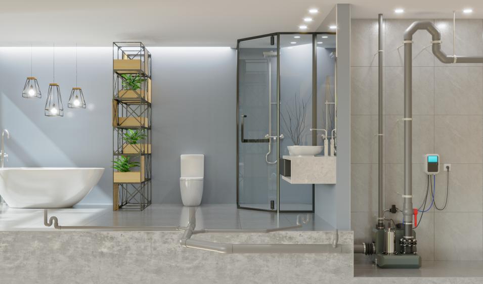 The basement area of the villa is large, and the intelligent sewage riser is used for drainage ...