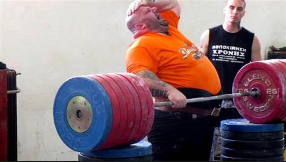 "Greek Grizzly": 120kg barbell does 14 curls, trying to break the ...