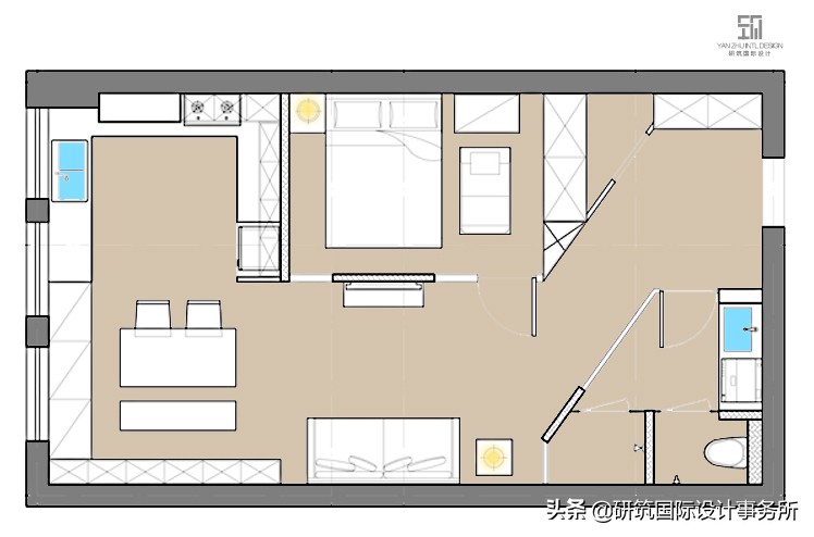 The actual space of 50 square meters makes the utilization scale of 100 ...