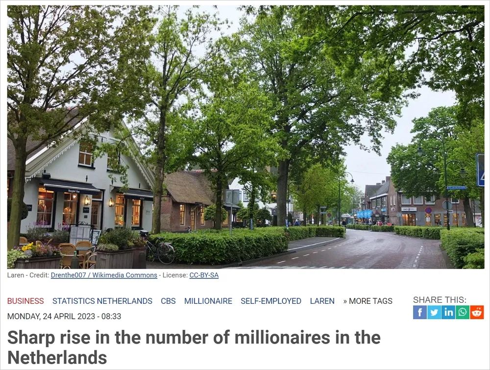 The number of millionaires in the Netherlands has risen sharply, mostly ...