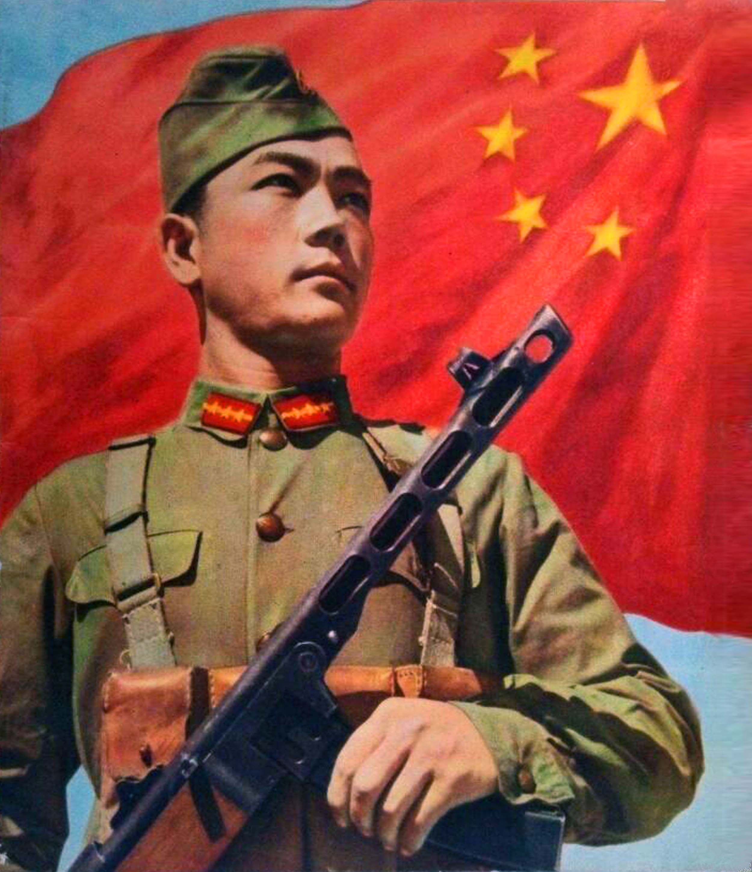 Is the 65-style military uniform in green and three pieces of red a ...