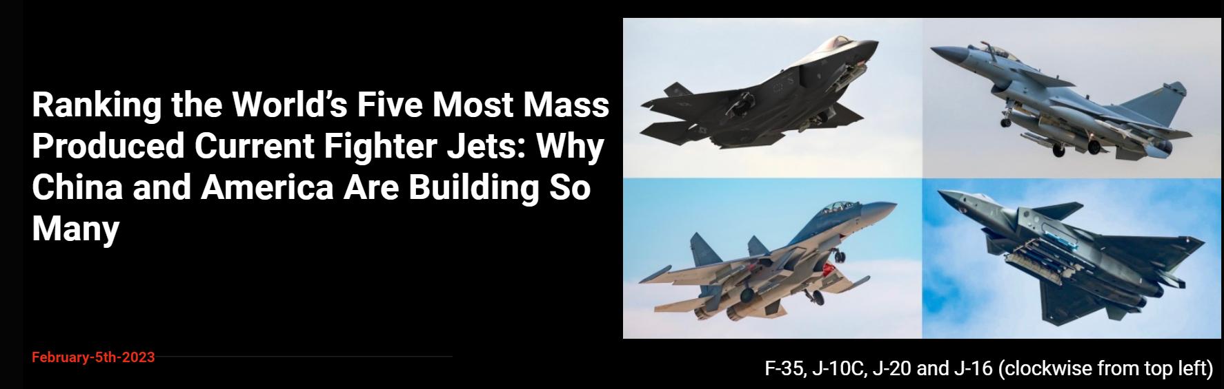 US media: China accounts for four of the five most produced fighter ...