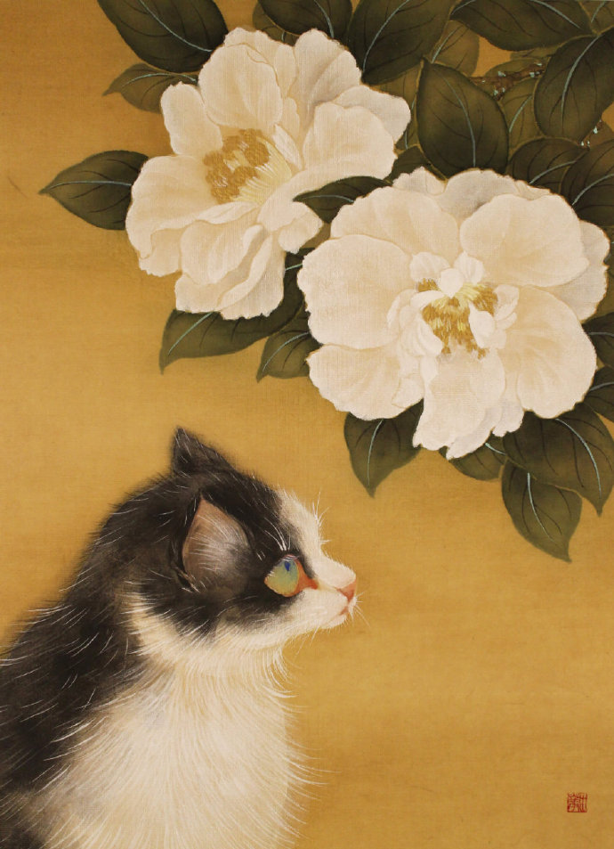 Japanese painter Yuka Taguchi's delicate and vivid paintings of cats ...