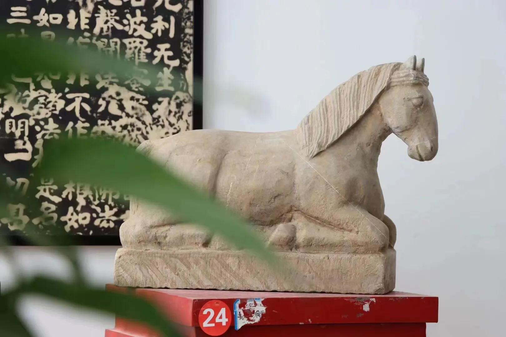 The stone horse is 40 high and the base is 43 wide and 18 wide. The ...