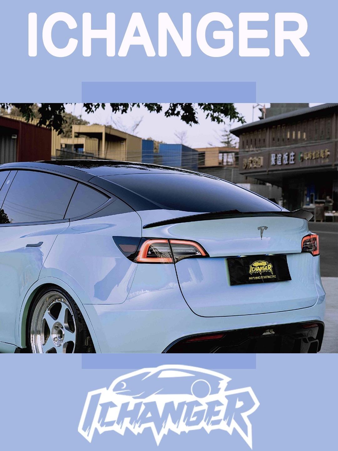 Tesla model y-ICR Arctic Ice Blue color changing film, fresh and pure ...