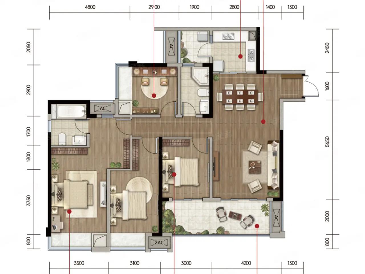 150 square meters four-bedroom apartment, elegant layout - iMedia
