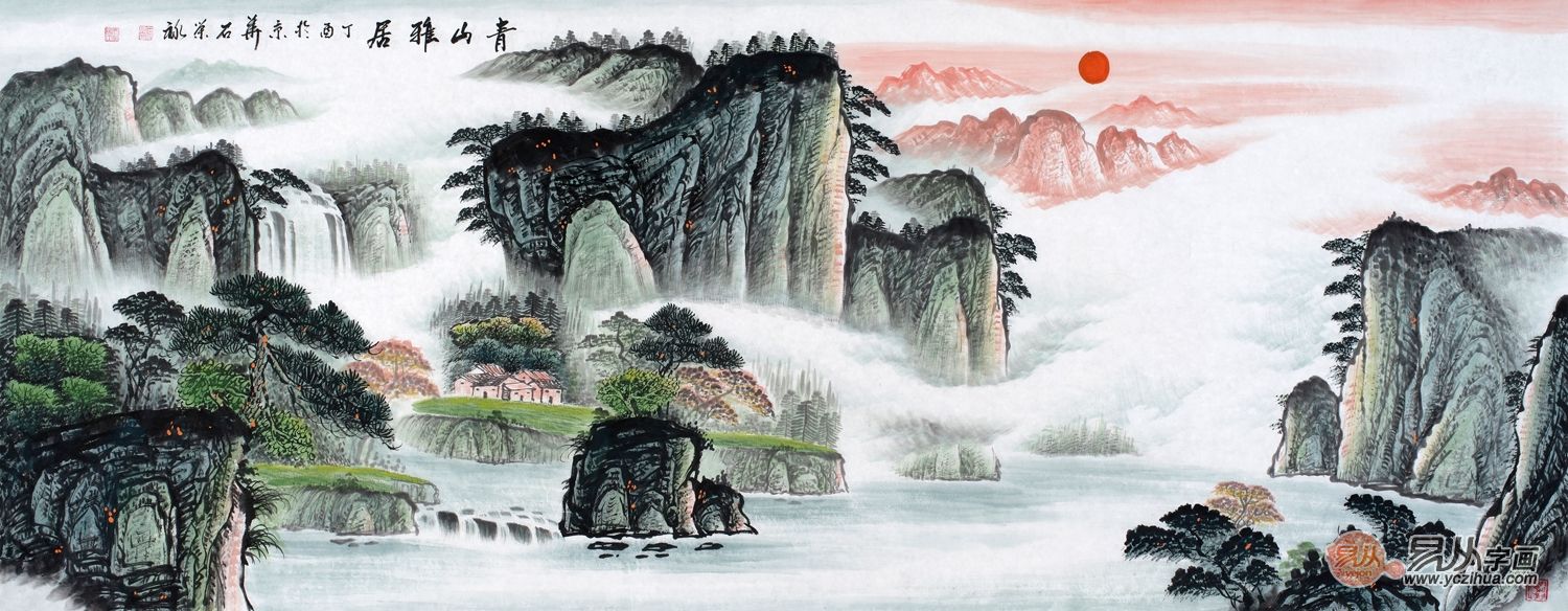 The new works of famous artist Shi Ronglu's landscape paintings are ...