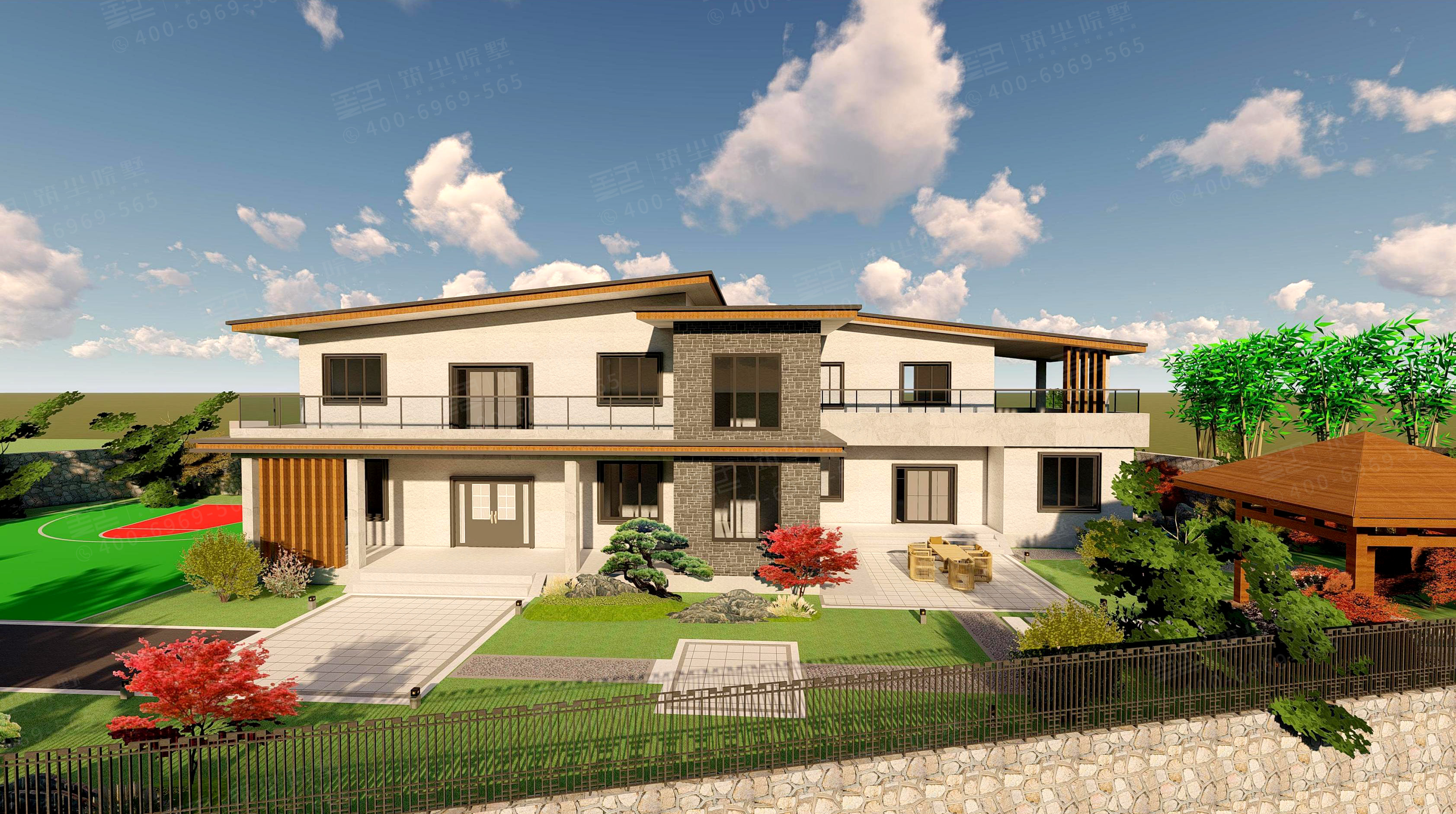 This American-style pastoral rural villa design is very distinctive. It ...