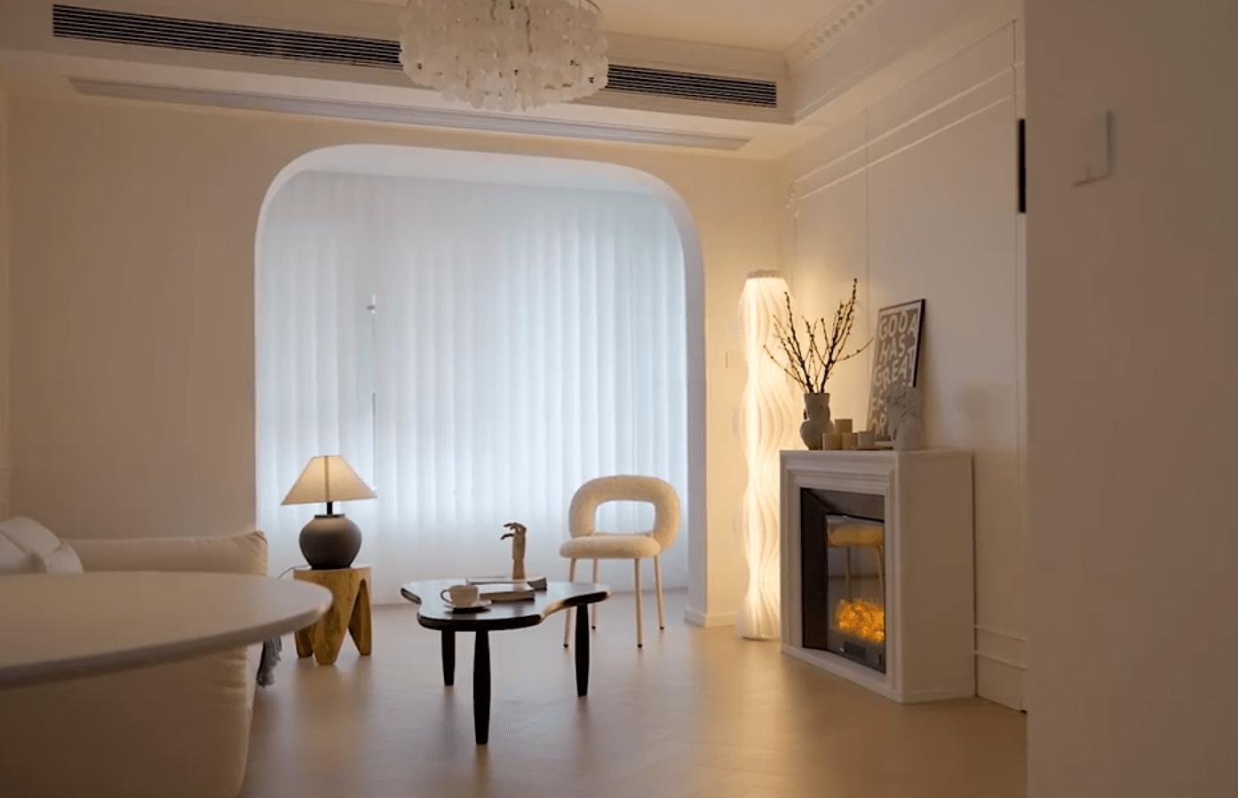 100㎡French cream style decoration effect, clean and refreshing, super ...