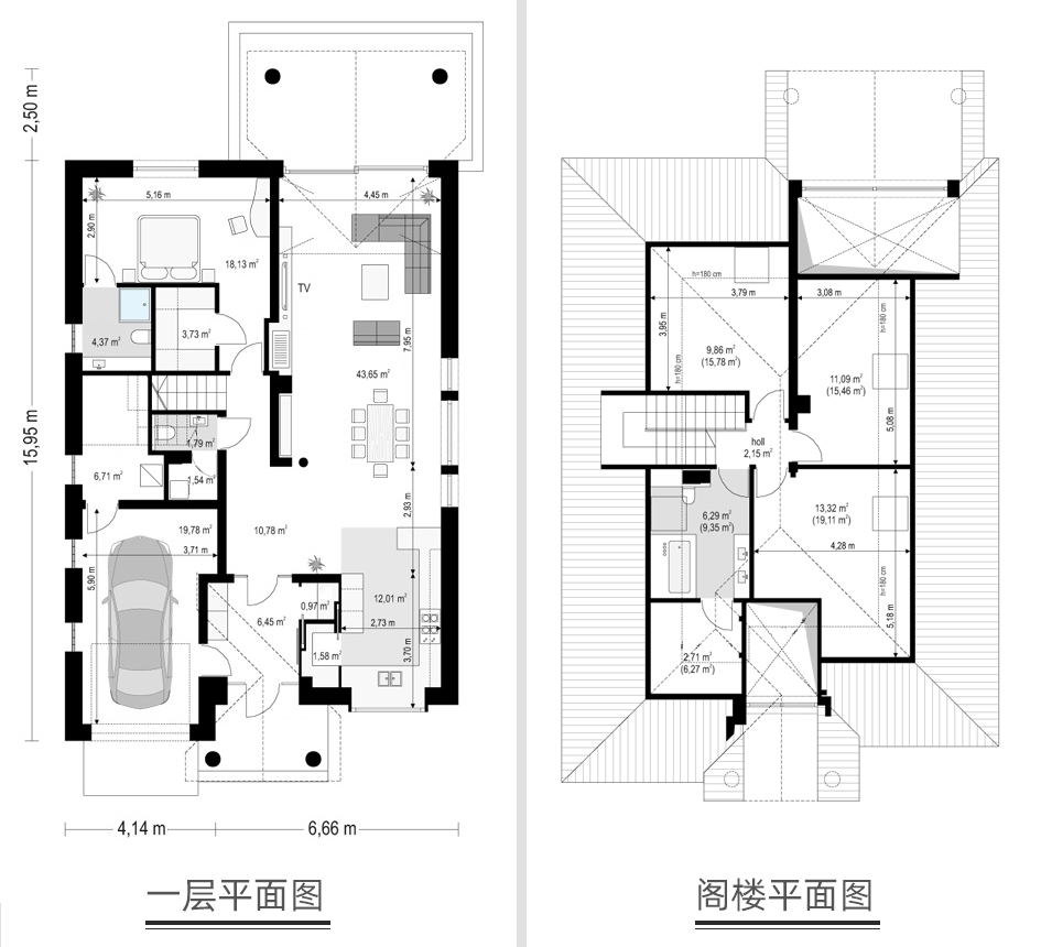 The design drawings of a one-story villa make the residence simple and ...