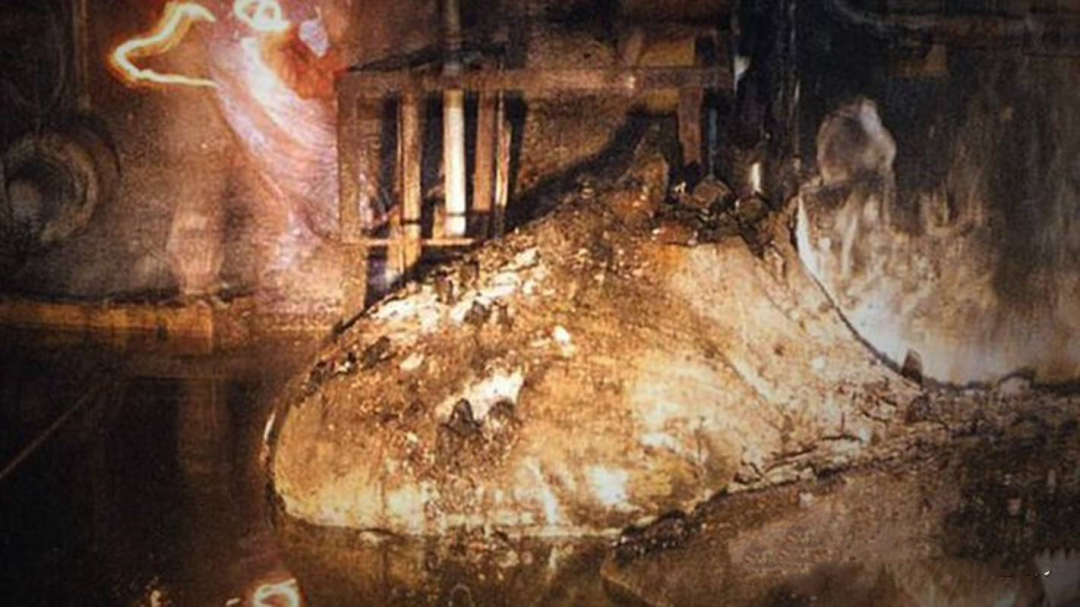 Underground in Chernobyl, the melted furnace core shaped like a foot ...