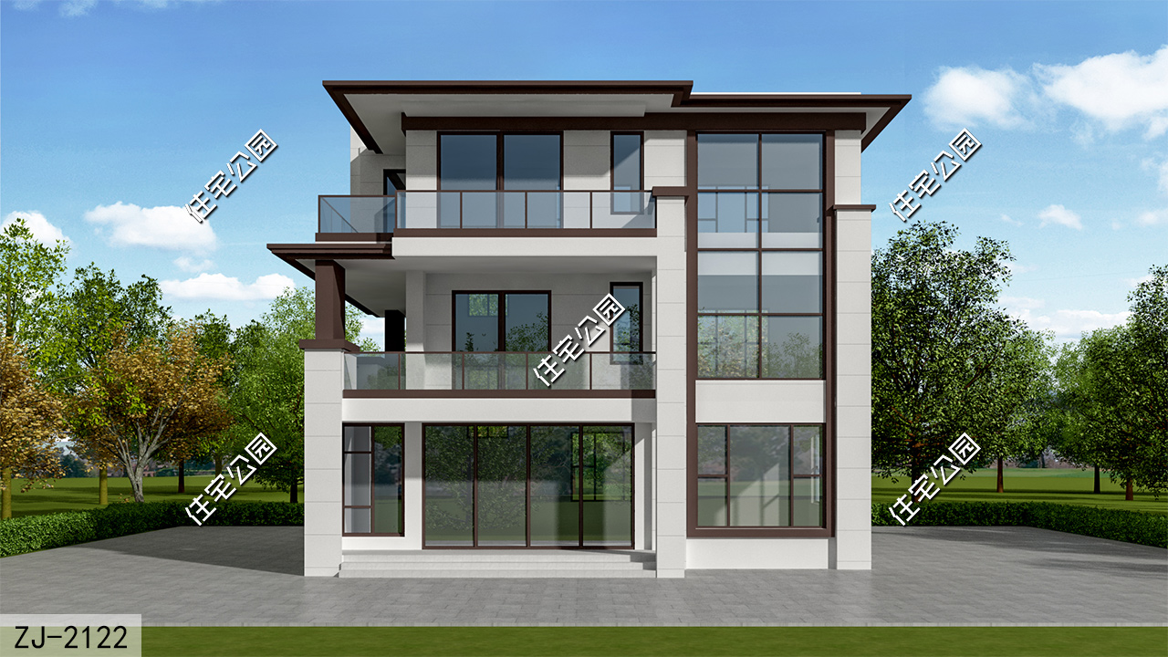 12 × 12 meters three-storey modern villa, nearly 8 meters wide living ...