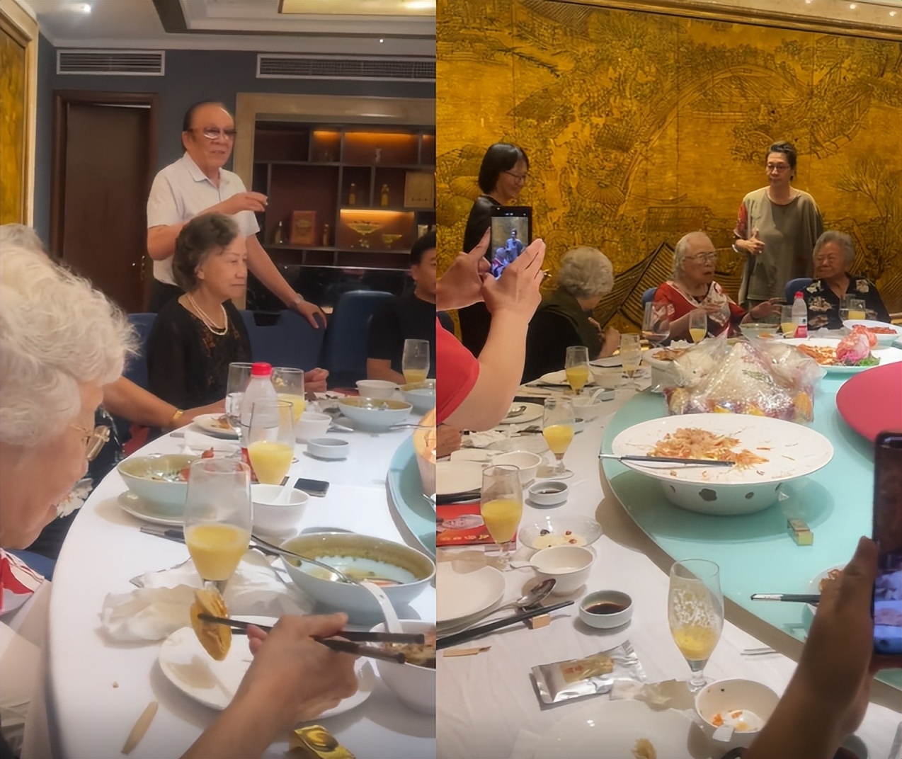 81-year-old Yang Hongji sings at the dinner table!Without a microphone ...