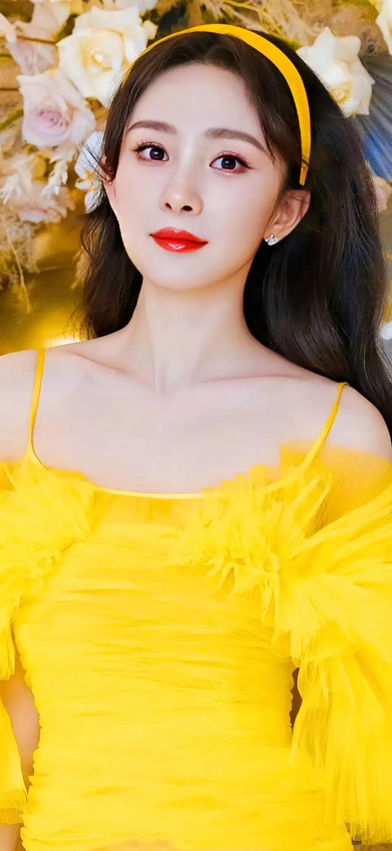 Yang Mi's yellow dress beautiful wallpaper - iMedia