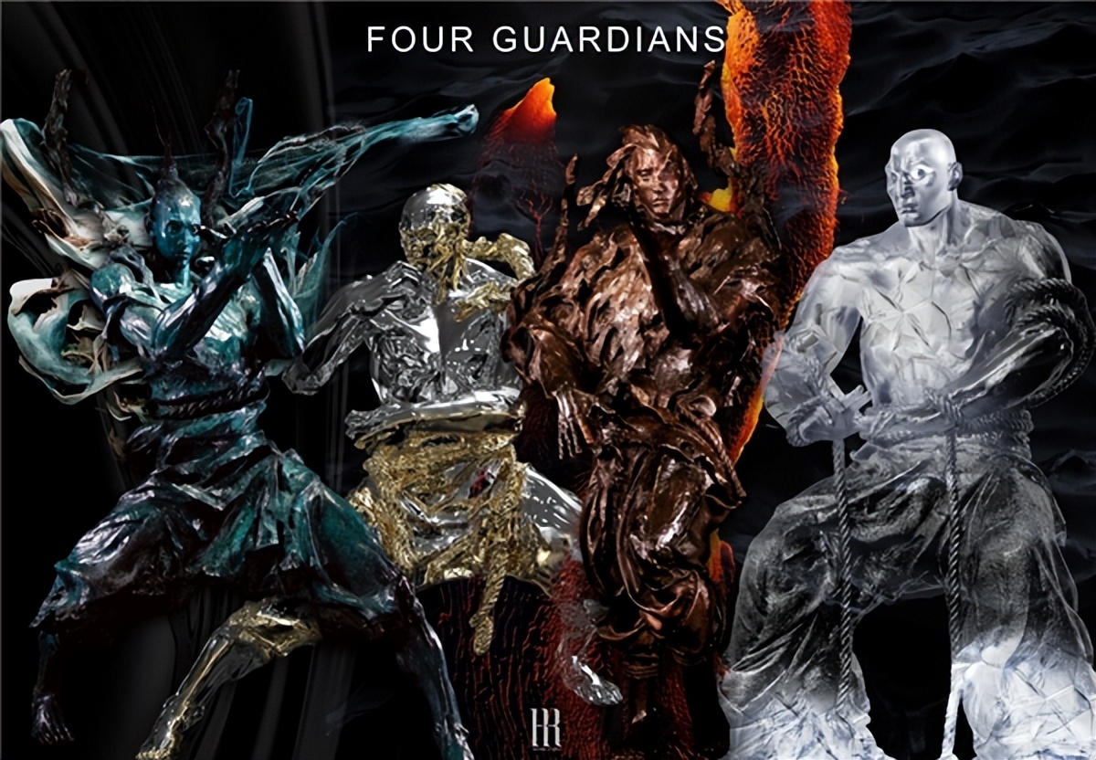 Ren Zhe, the famous artist, brought the "Four Sacred Beasts" to the ...