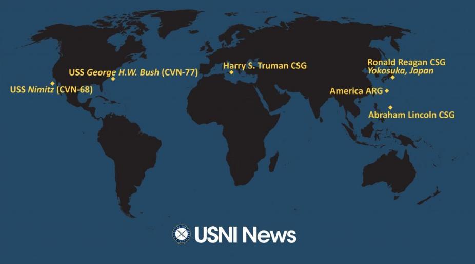 "Latest" U.S. Global Carrier Strike Group Locations, 2022.3.15 - iMedia