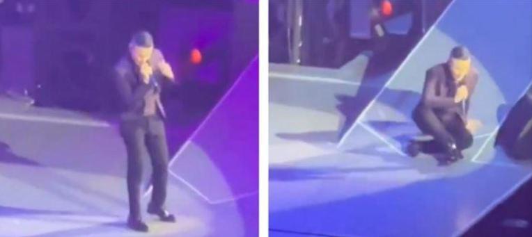 The singer suddenly fell down in the middle of singing and "fell dizzy ...