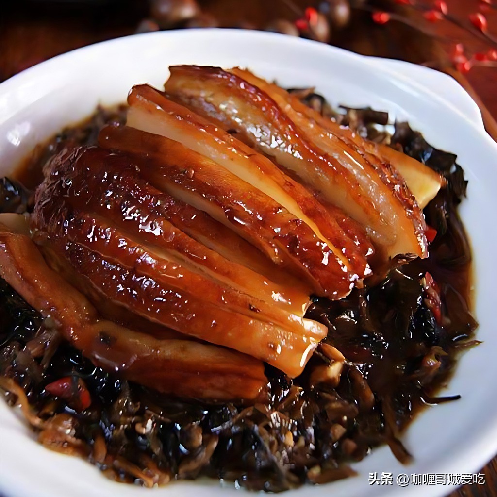 Pork with dried plums and vegetables, a traditional delicacy at rural ...