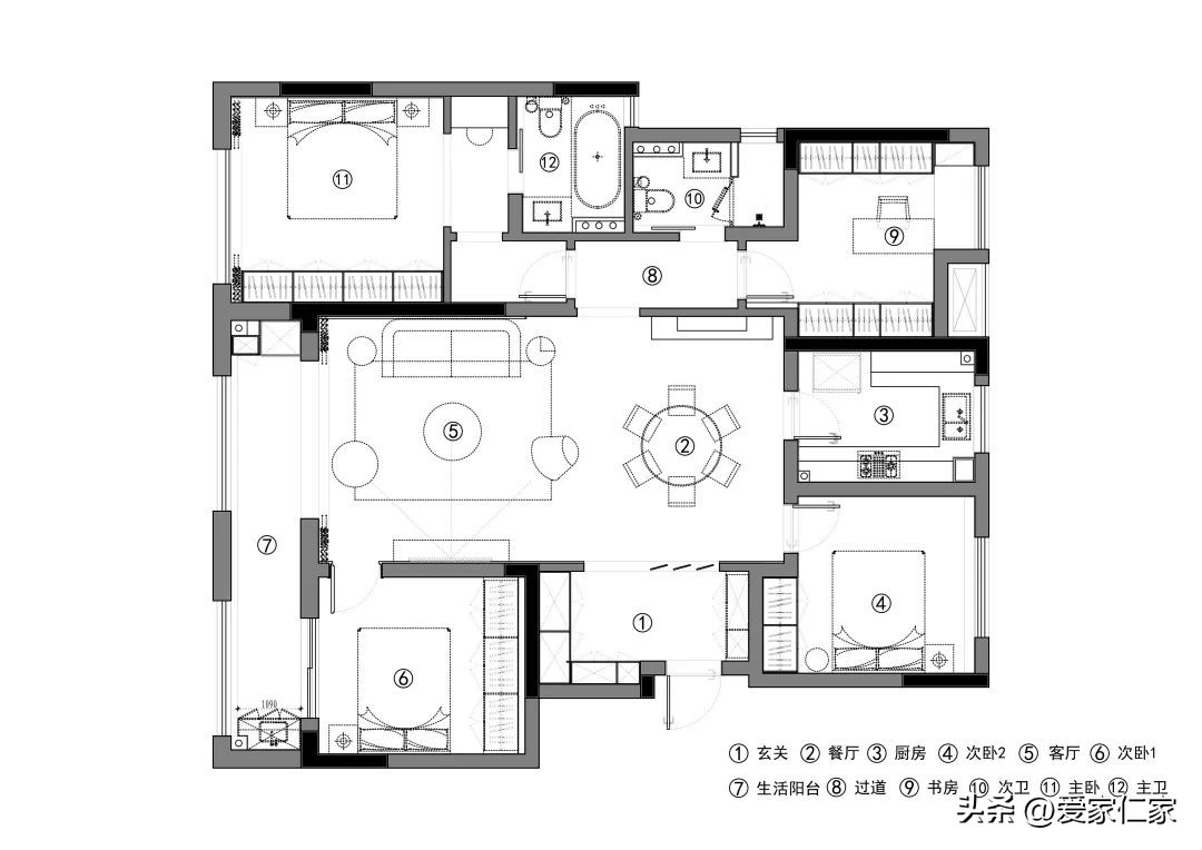 The 117-square-meter small four-bedroom in Hangzhou is decorated in ...