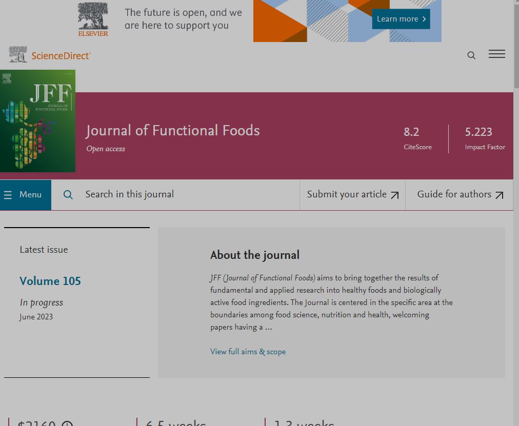 J FUNCT FOODS impact factor, is it a few districts, is it an early ...