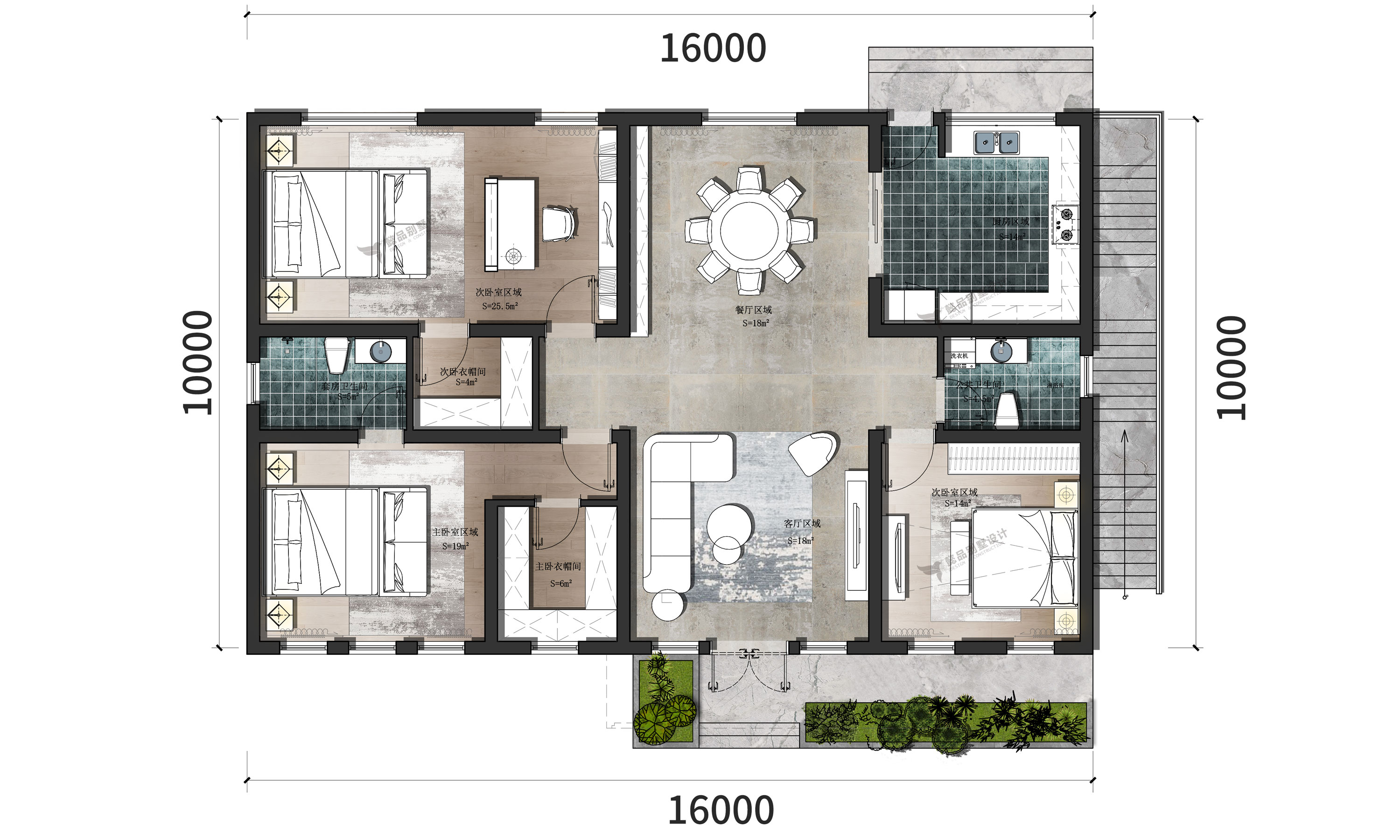 160 square meters one-story villa design drawing, the stairs can go ...