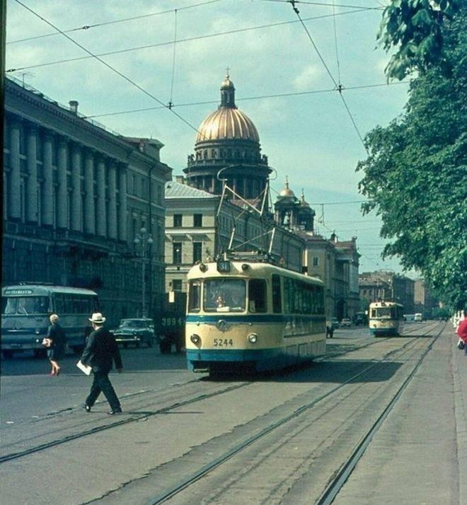Old photo of a tram in Leningrad, the Soviet Union, 1970. Nostalgic ...