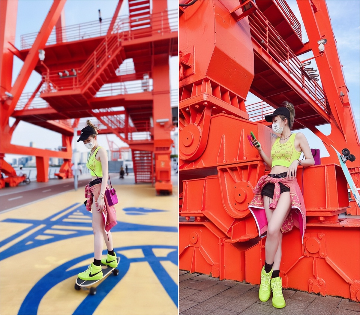 Li Caihua posted photos of skateboarding on the street, wearing a 5,000 ...