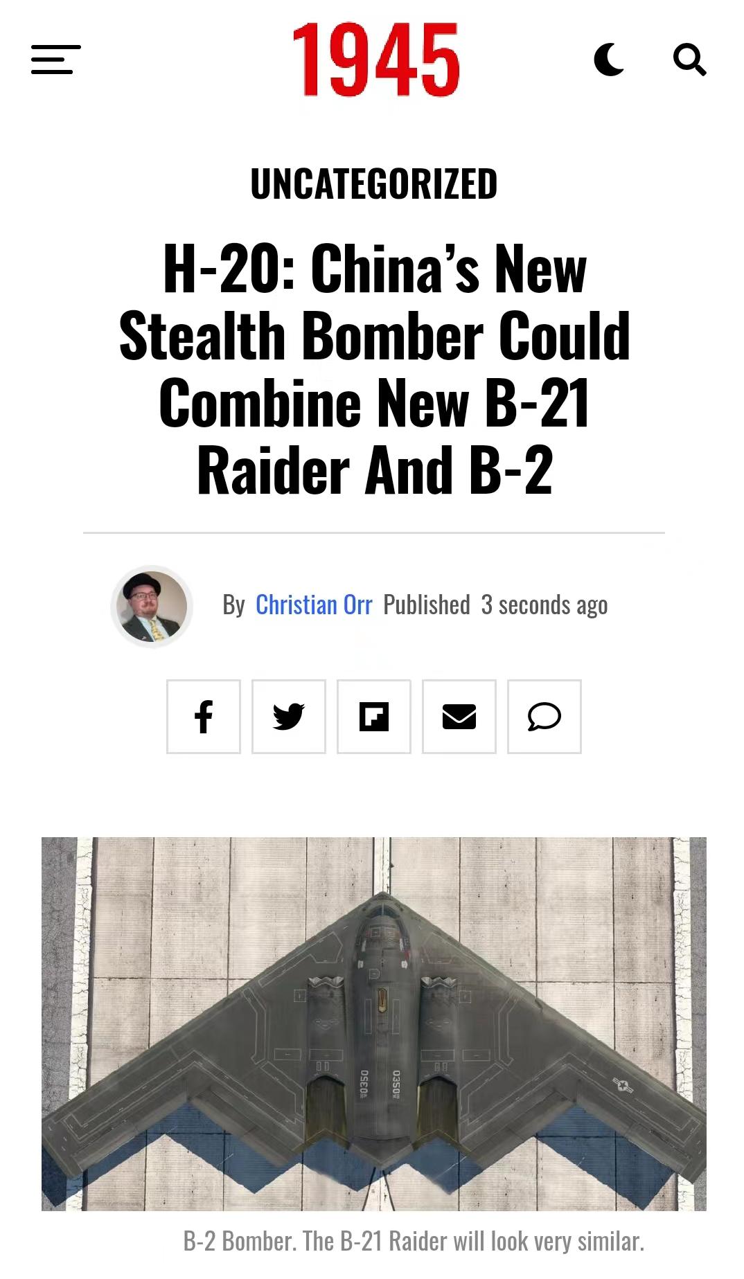 US media: H-20 intercontinental bomber may combine the length of B-21 ...