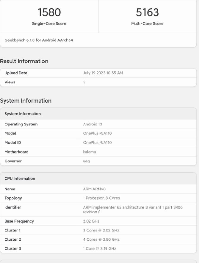 OnePlus Ace2 Pro running score first exposure, equipped with Snapdragon ...