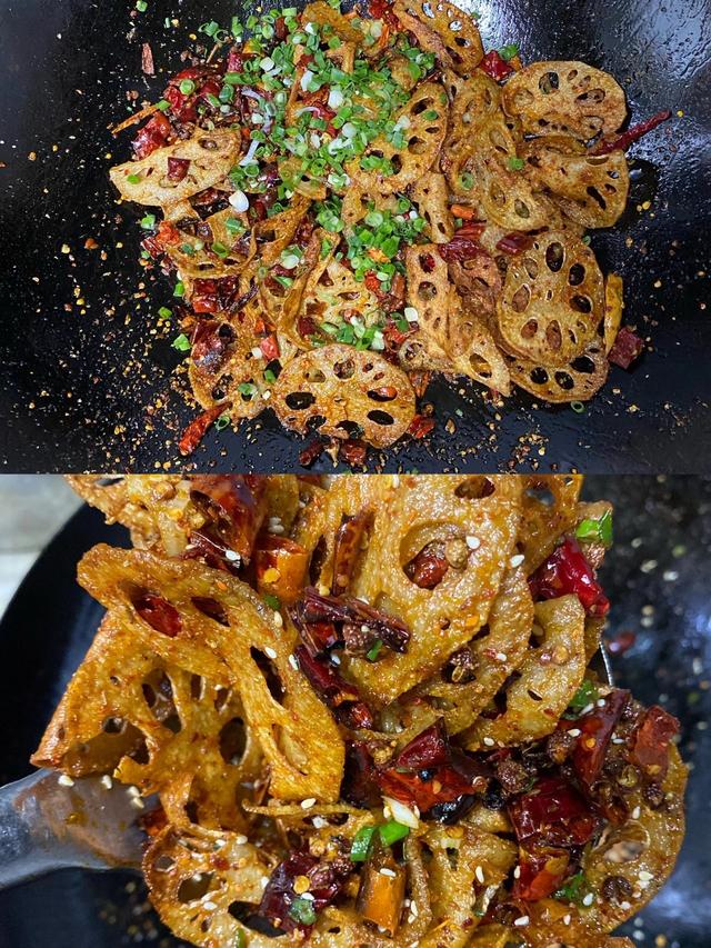Teach you to make spicy lotus root slices, crispy and appetizing, full ...