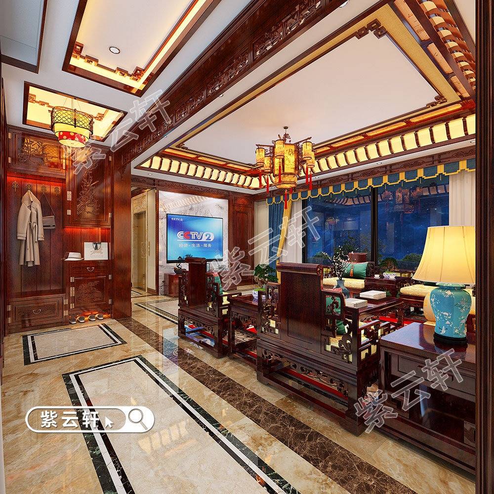 Chinese-style villa decoration design exhibits the awe-inspiring spirit ...