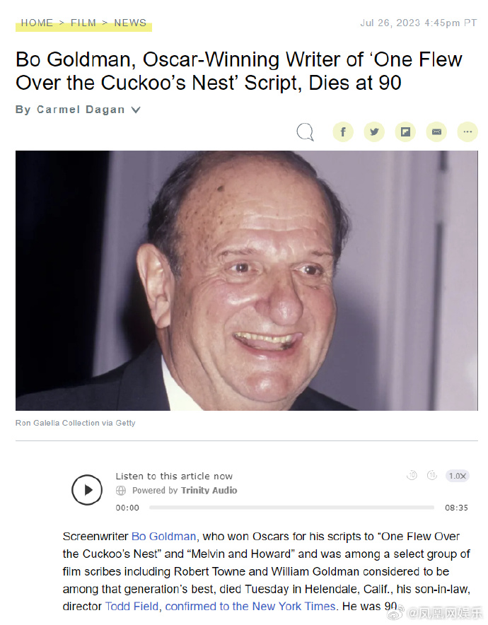 Hollywood screenwriter Bo Goodman, two-time Oscar winner for best ...