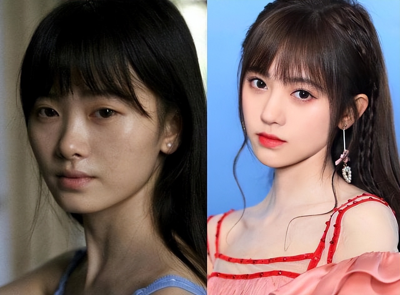 The cheeks are sunken, and the nose can see through the light. It is ...